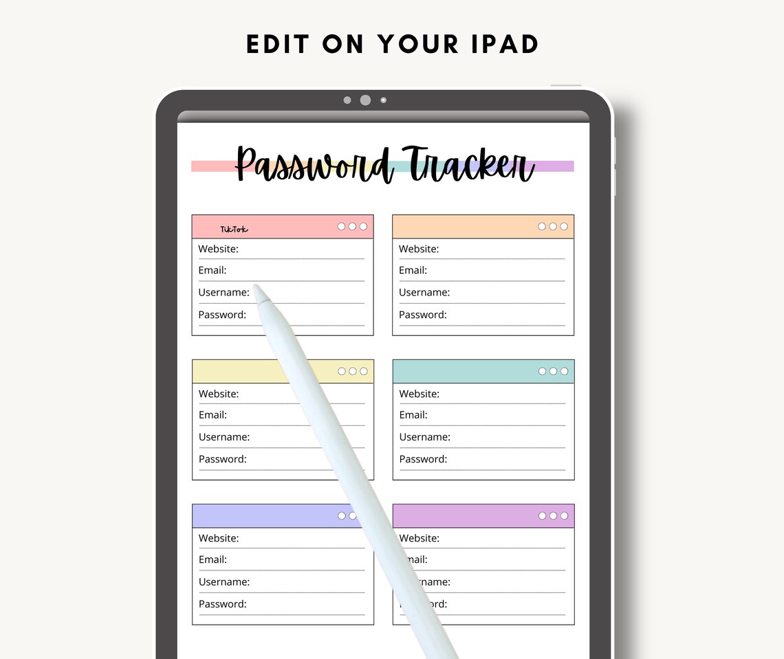 Password Tracker Sheet | Printable Digital Download Password Log ...