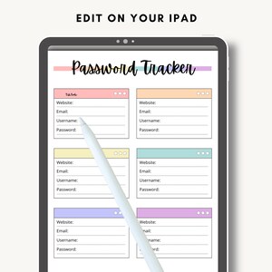 Password Tracker Sheet | Printable Digital Download Password Log ...