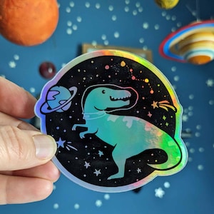 Holographic Space T-rex Dinosaur Sticker - Etsy