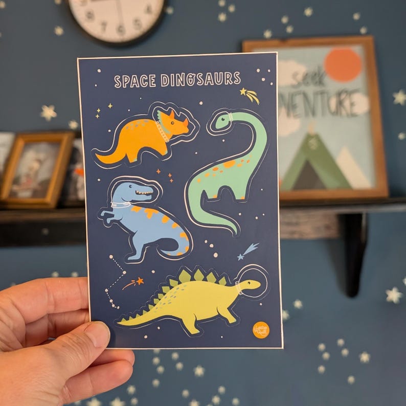 Astronaut Space Dinosaur Sticker Sheet - Etsy