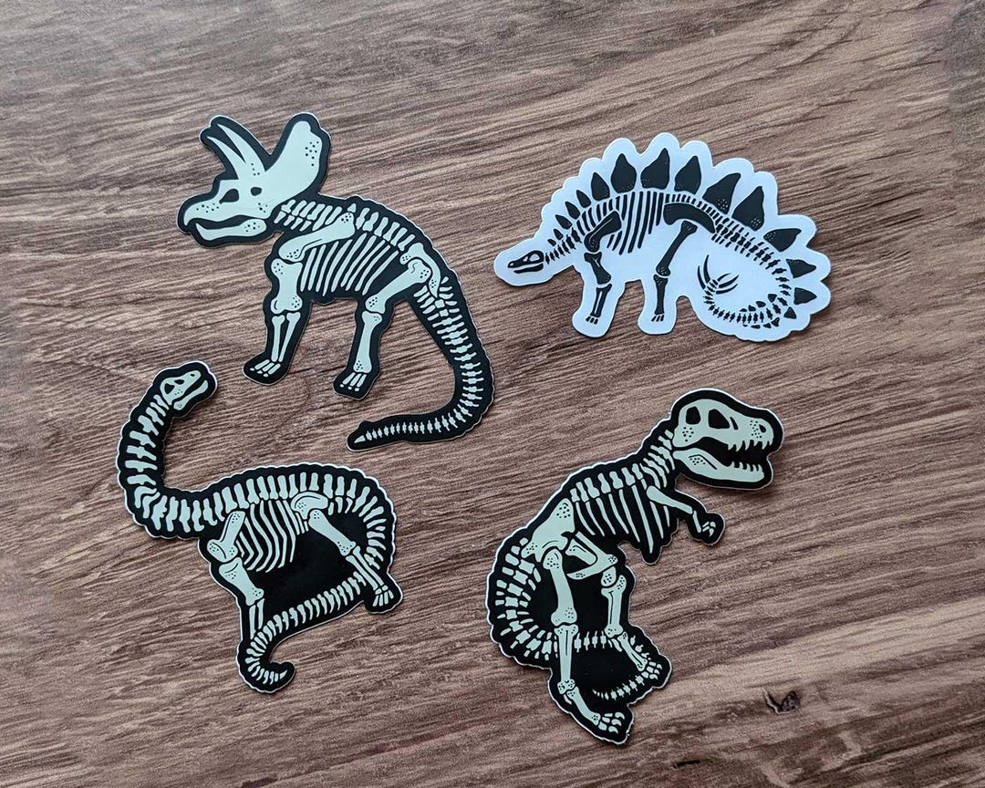 Dinosaur Fossil Stickers - T-rex - Brontosaurus - Triceratops - Etsy