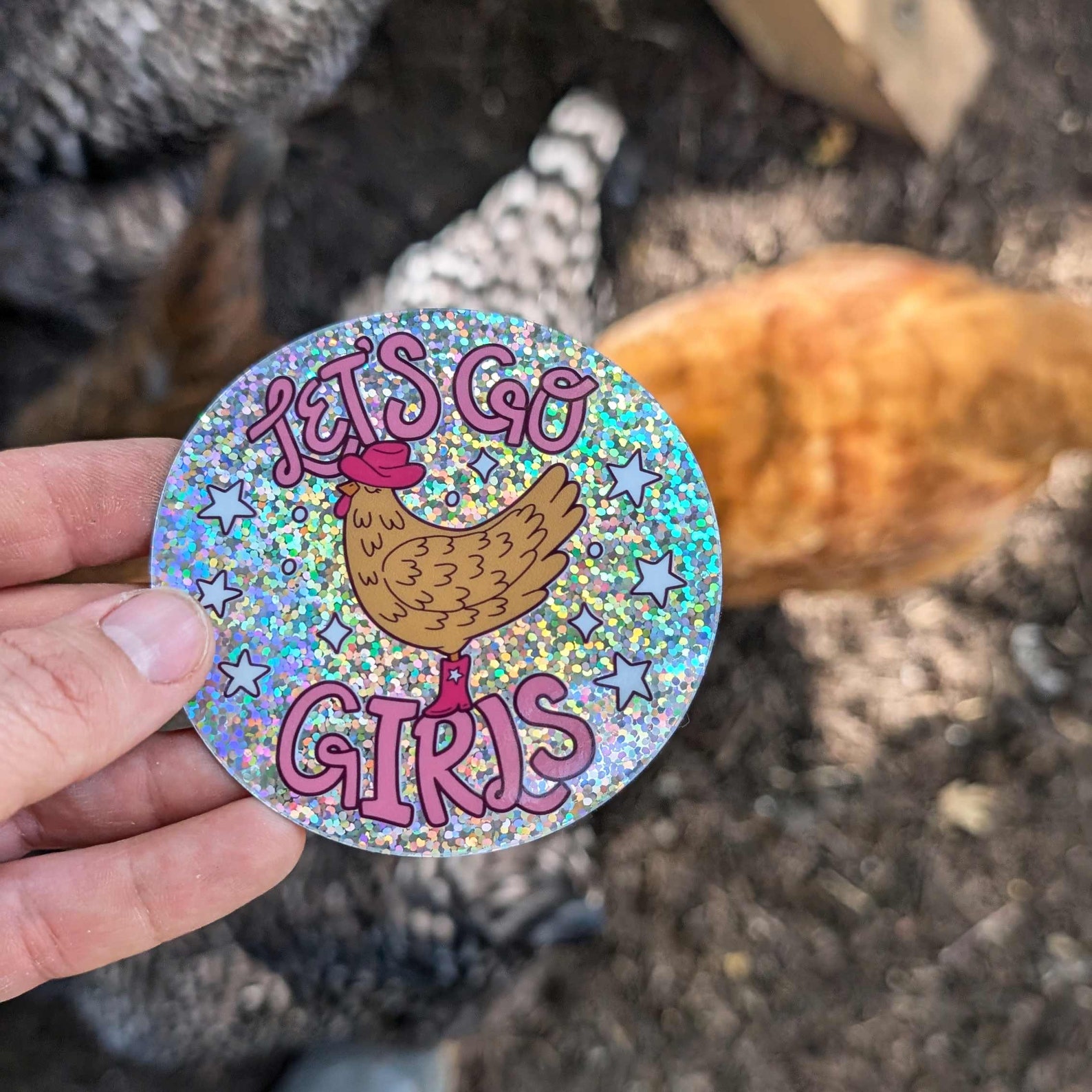 Let's Go Girls - Chicken Sparkly Glitter Sticker - Etsy