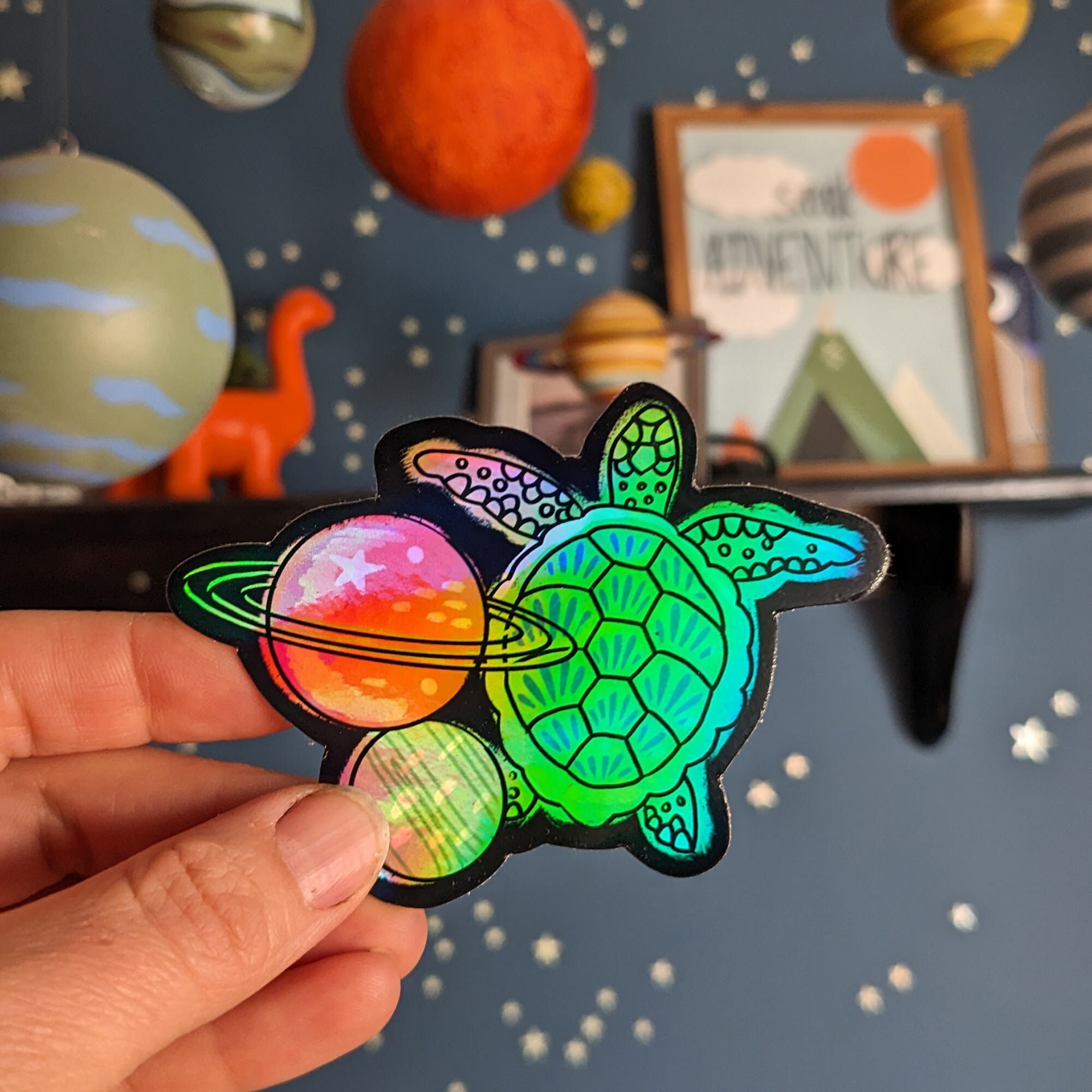 Holographic Space Turtle Sticker - Etsy