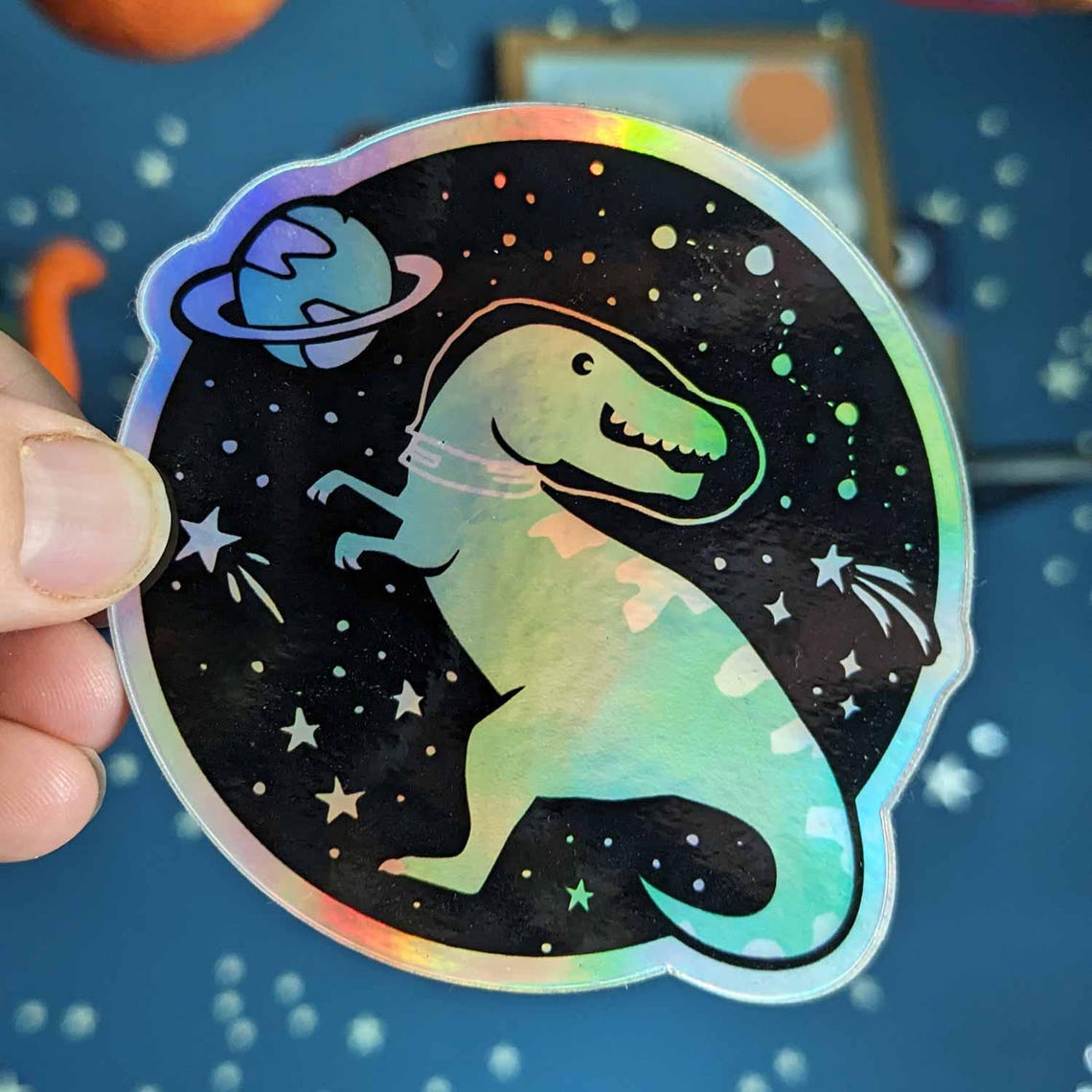 Holographic Space T-rex Dinosaur Sticker - Etsy