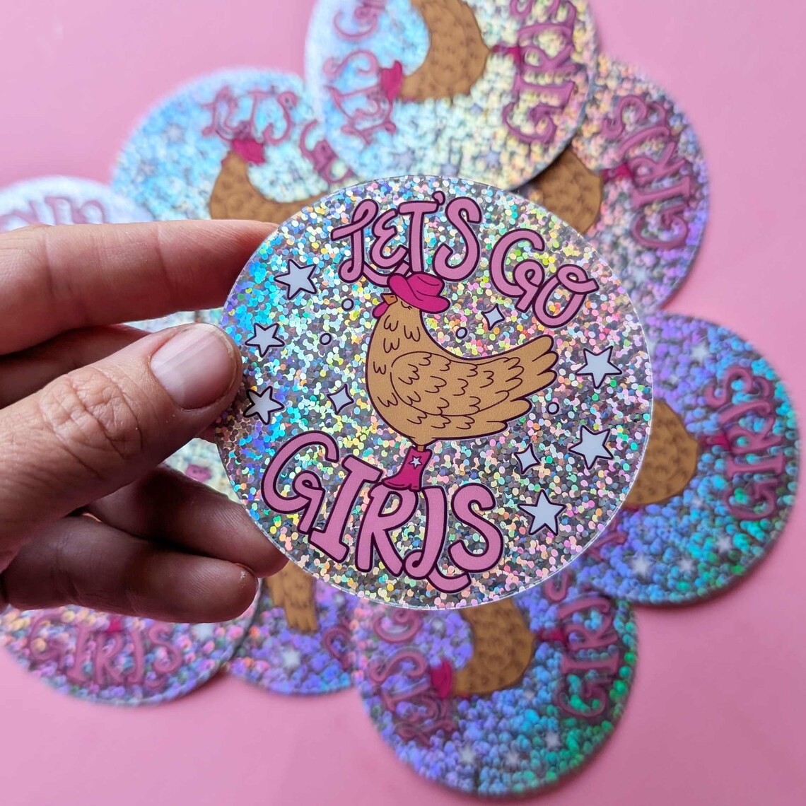 Let's Go Girls - Chicken Sparkly Glitter Sticker - Etsy