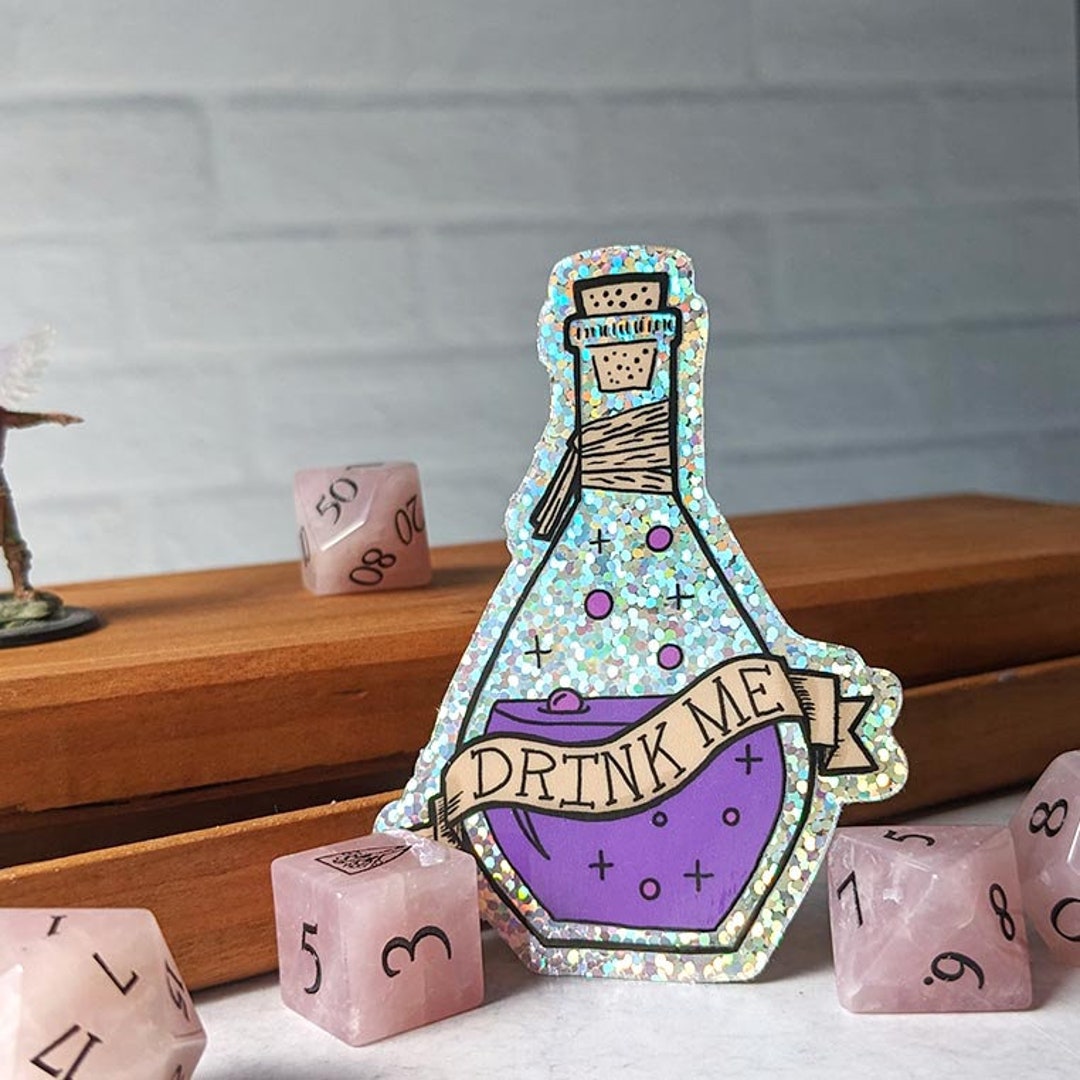 Drink Me Purple Glitter Potion Sticker - Etsy