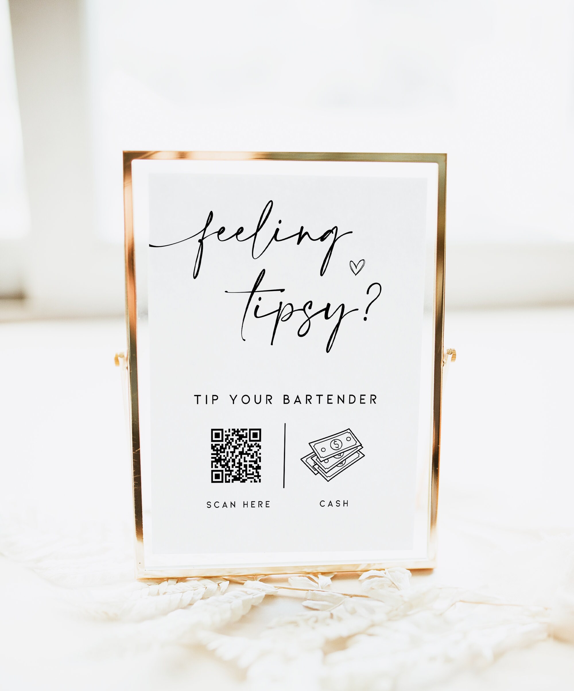 Minimalist Feeling Tipsy Wedding Sign Boho Tip Your Bartender Printable ...