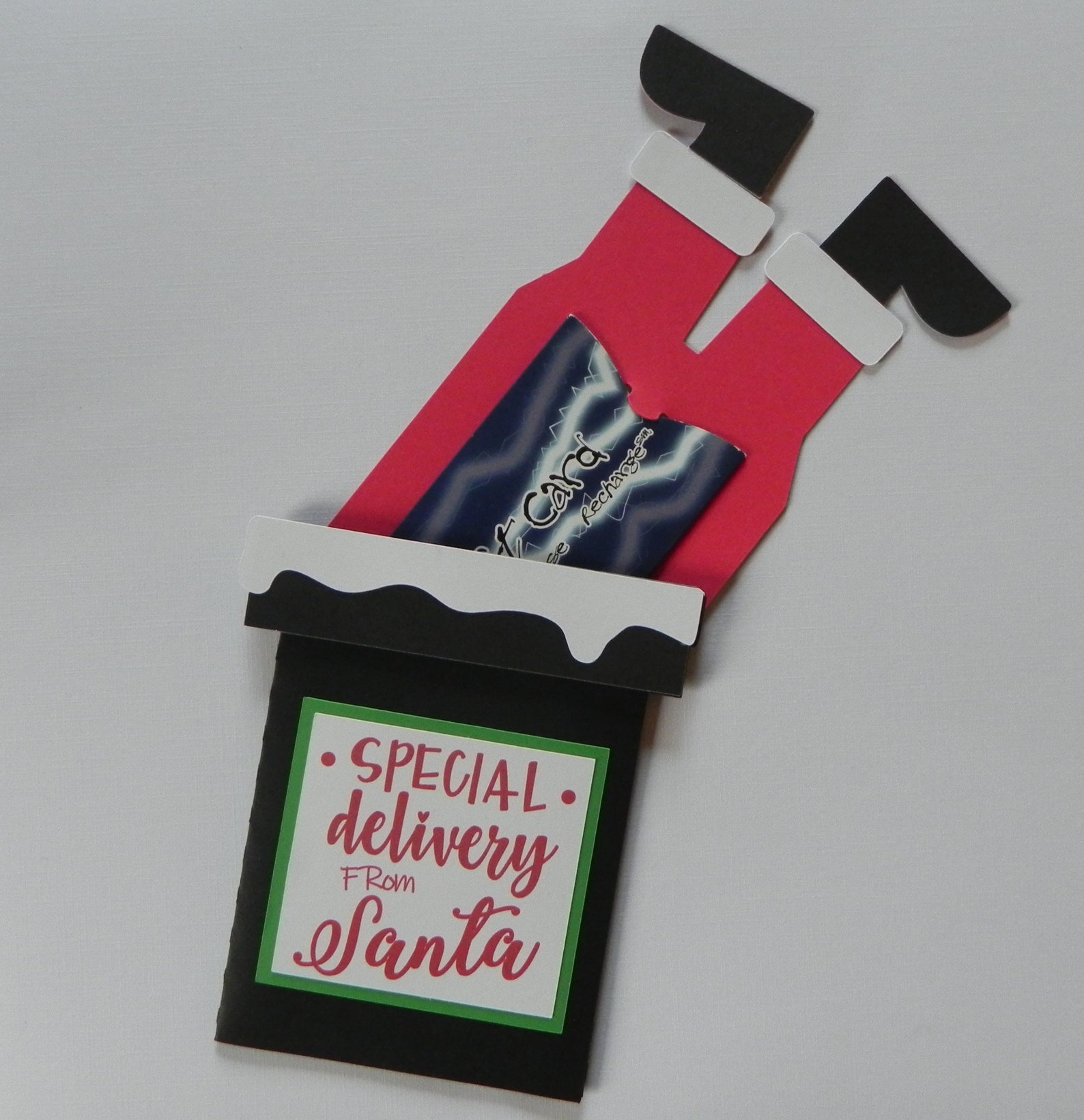 Santa in Chimney Gift Card Holder Card, Santa Card, Handmade Santa Gift ...