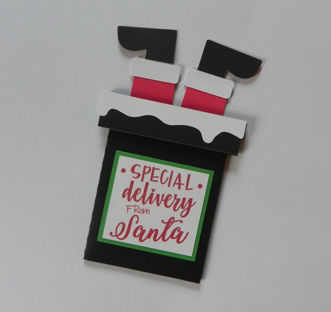 Santa in Chimney Gift Card Holder Card, Santa Card, Handmade Santa Gift ...