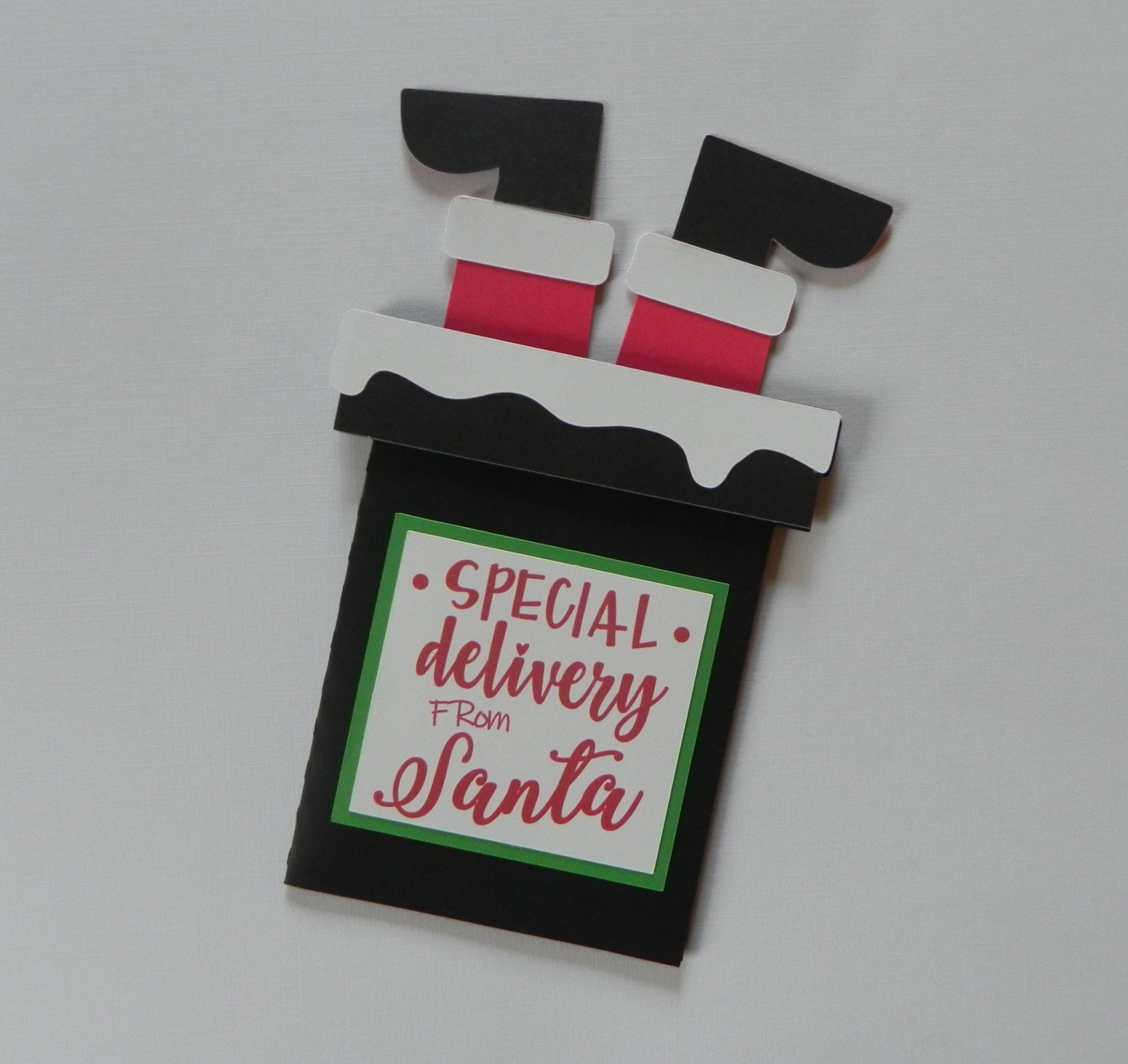 Santa in Chimney Gift Card Holder Card, Santa Card, Handmade Santa Gift ...