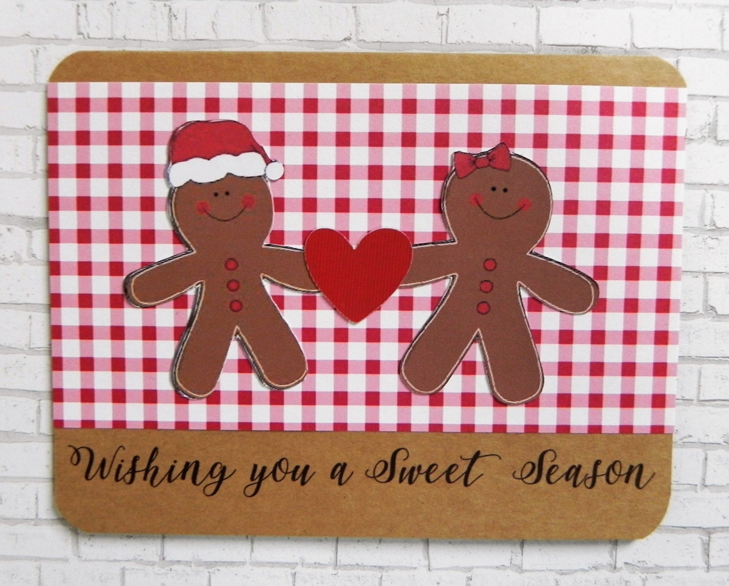 Gingerbread Christmas Card, Christmas Card, Holiday Card, Handmade ...