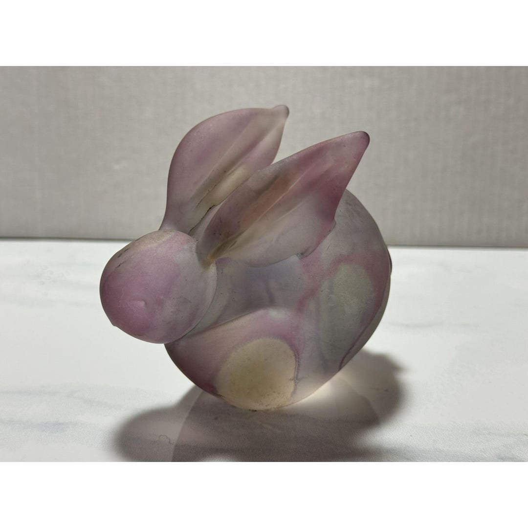 Vintage Handpainted Rueven Glass Sitting Rabbit Bunny Nouveau Art Glass ...
