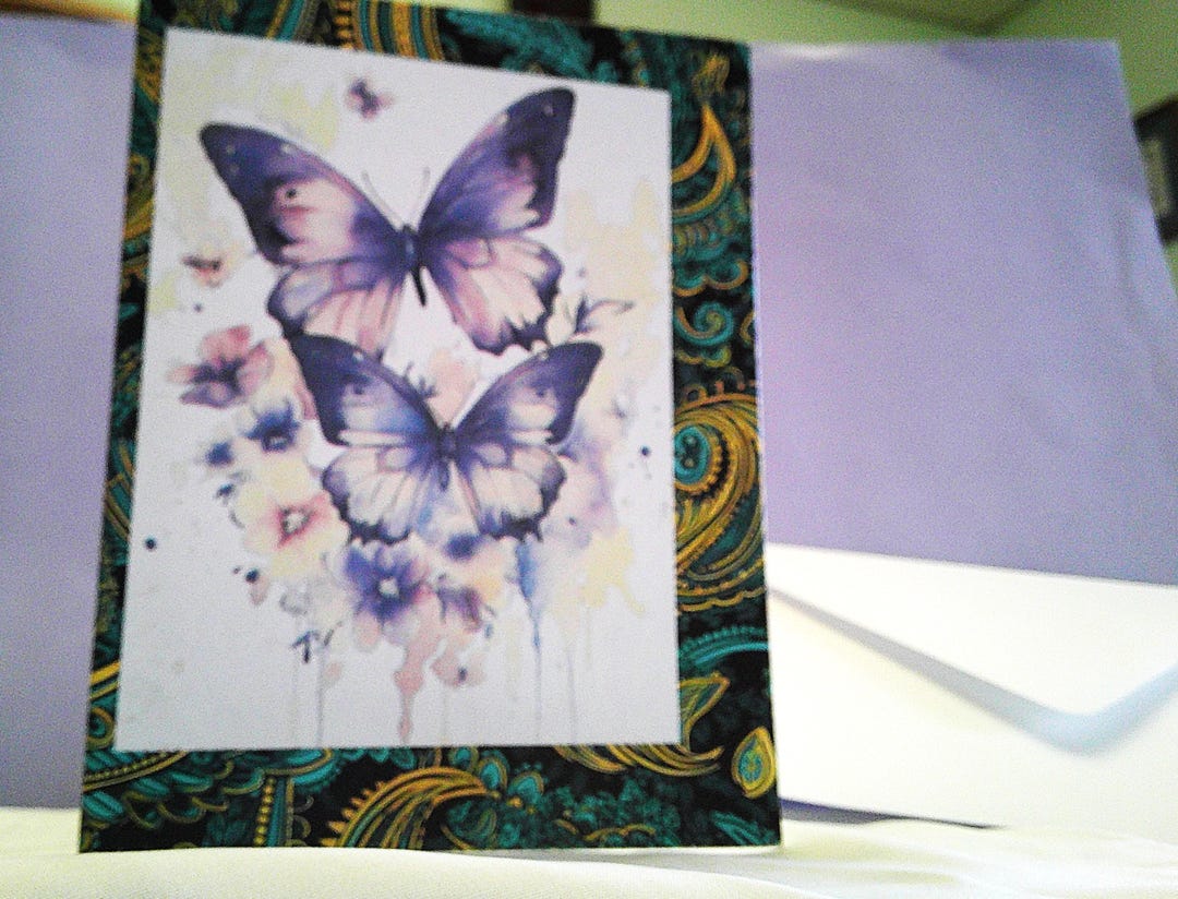 The Mod Butterfly ... Small Blank Note Card, All Occasion, Purple ...