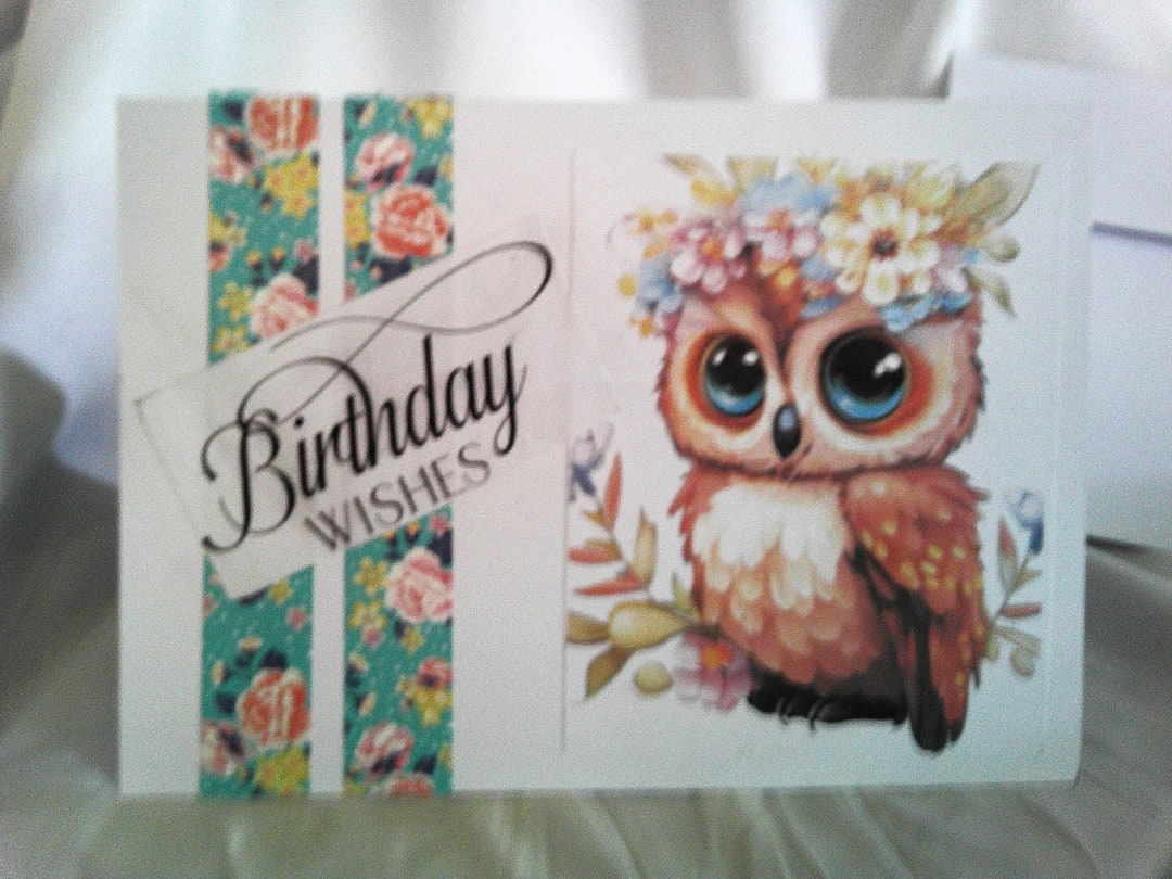 Owl's Birthday Wishes 1 ... Happy Birthday, Blank Card, Pretty Owl ...