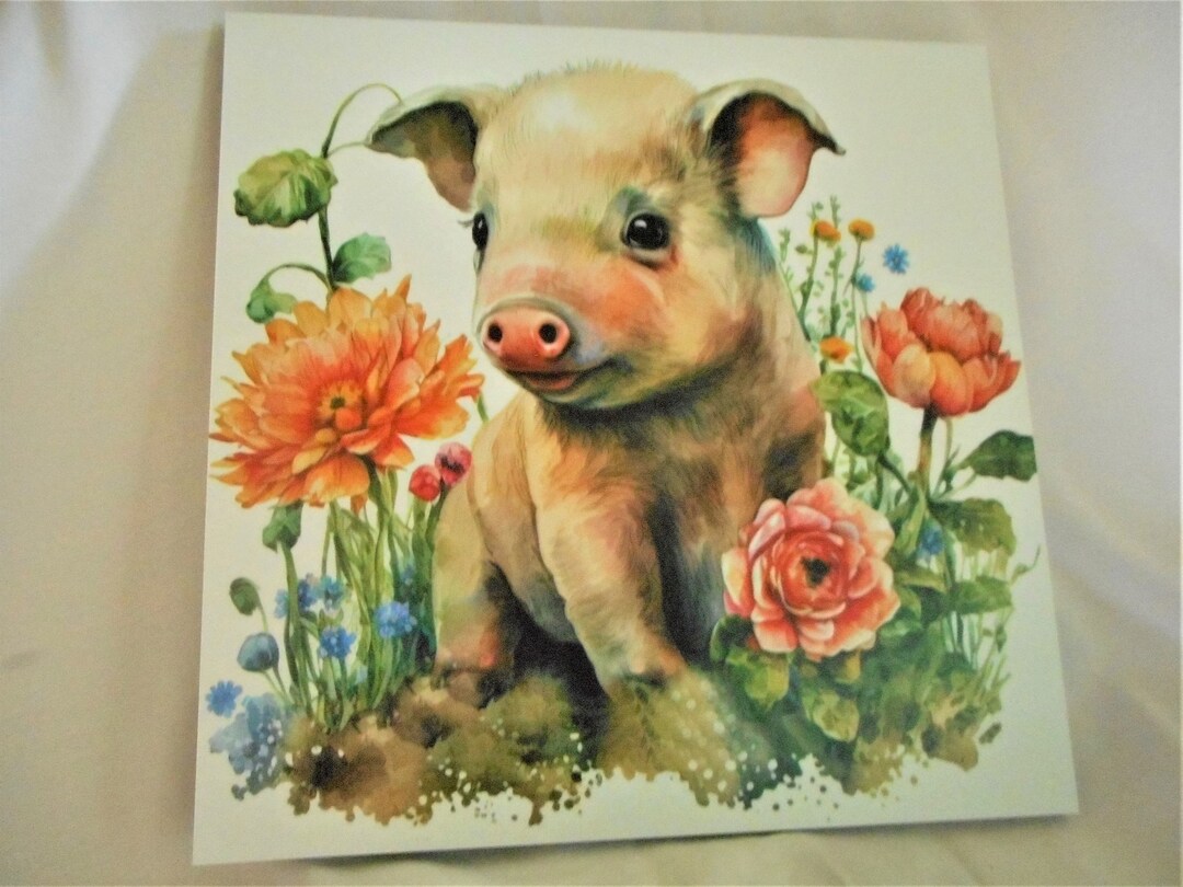 Ms Piglet in the Garden ... 8 Inch Photo Tile, Home Designs, Wall Decor ...