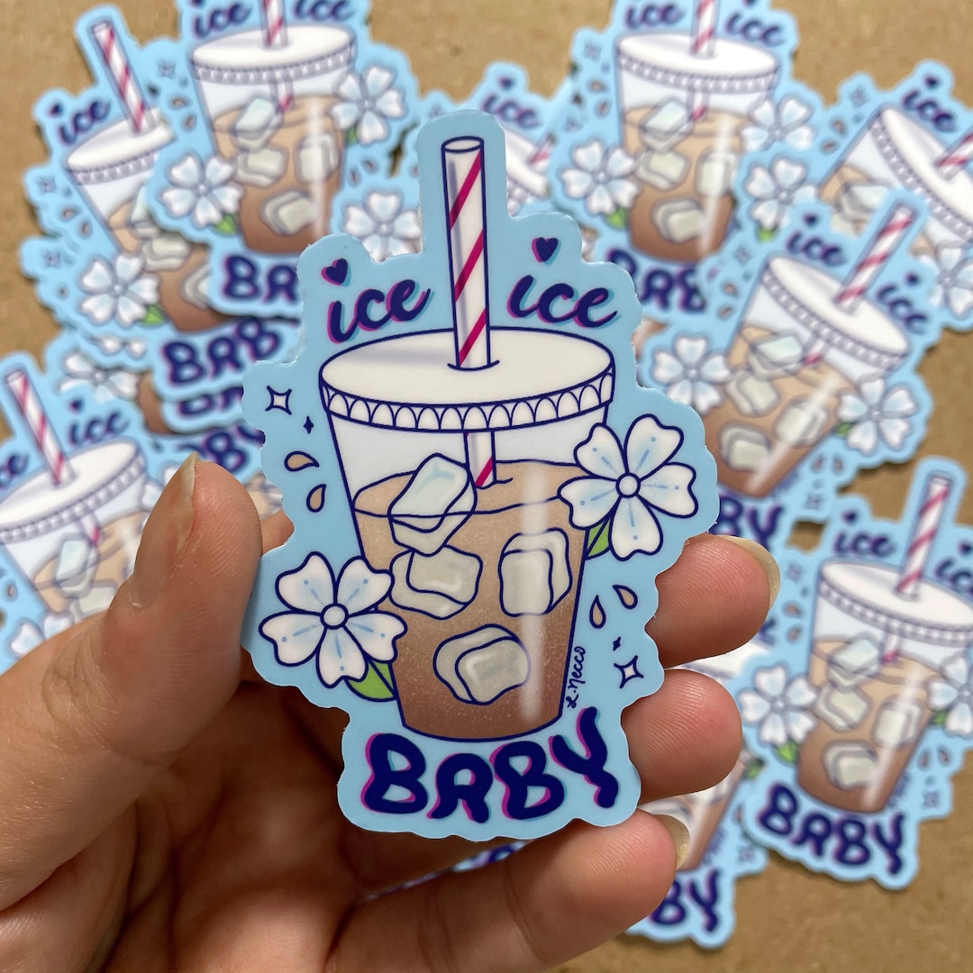 Iced Coffee Vinyl Sticker, Ice Ice Baby Sticker, Coffee Lover, Coffee ...