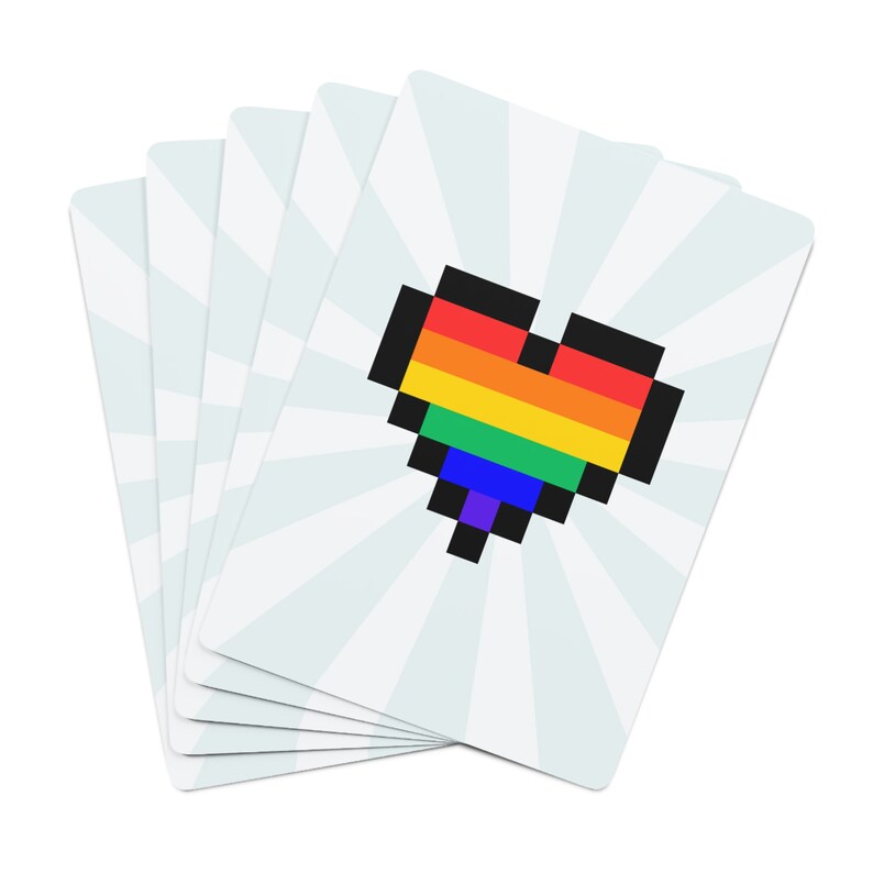 Retro 8 Bit Rainbow Heart Pride Playing/poker Cards - Etsy