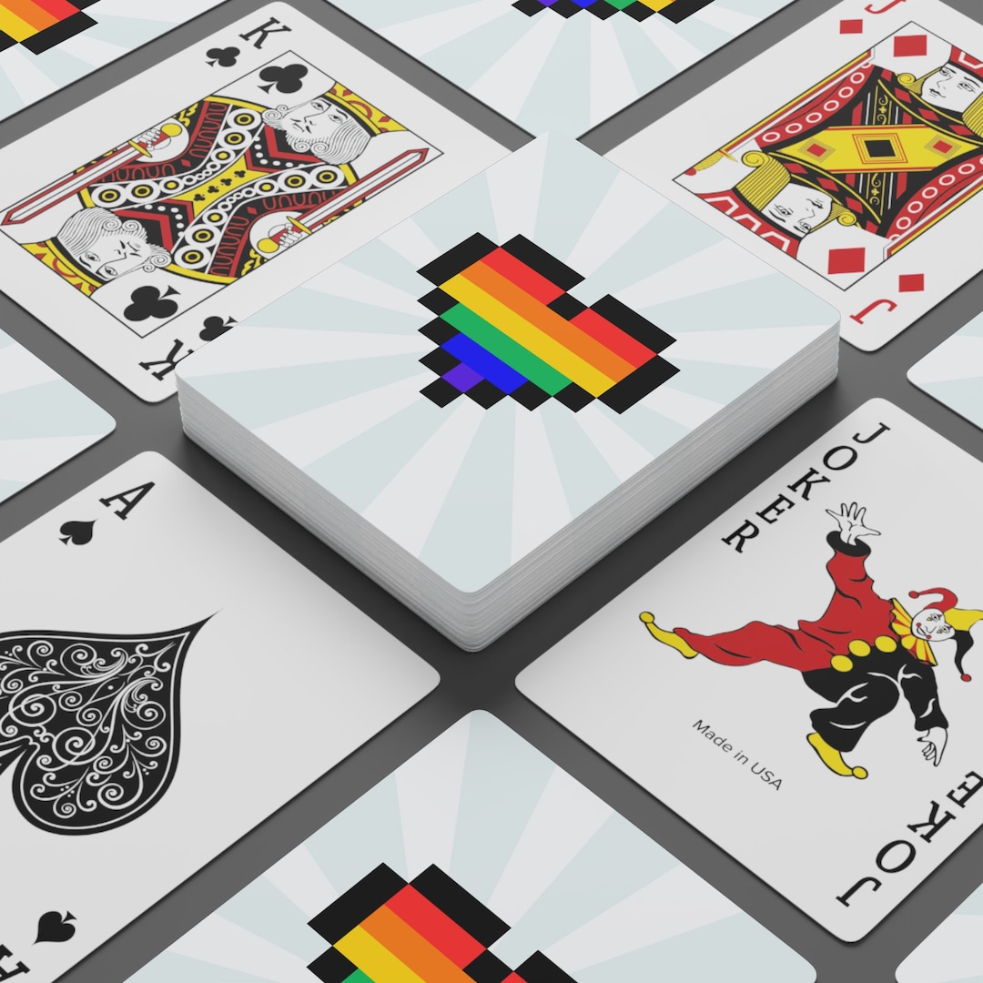 Retro 8 Bit Rainbow Heart Pride Playing/poker Cards - Etsy