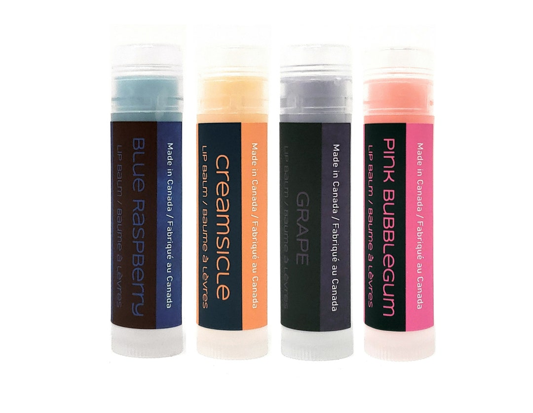 Blue Raspberry, Creamsicle, Grape & Pink Bubblegum Flavoured Lip Balm ...