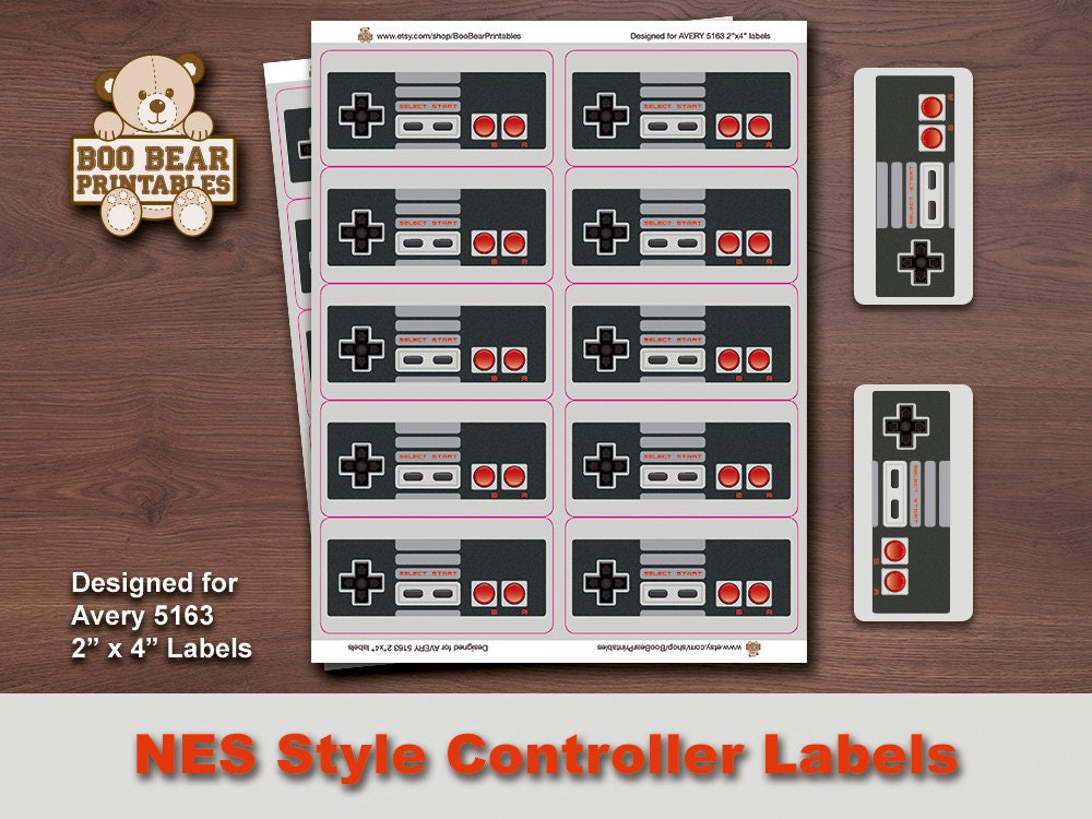 NES Style Controller Stickers, Video Game Party Favors (avery 5163 ...