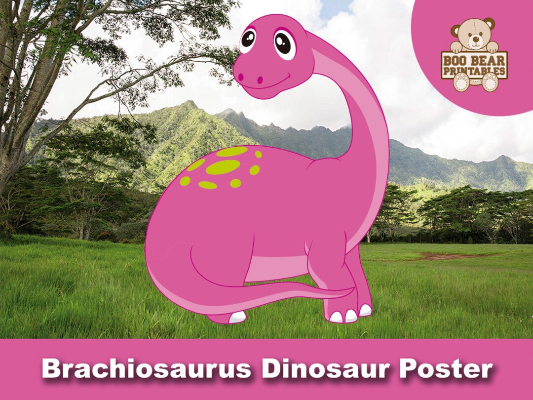 Pink Brachiosaurus Dinosaur Party Prop, Birthday Decoration (digital ...