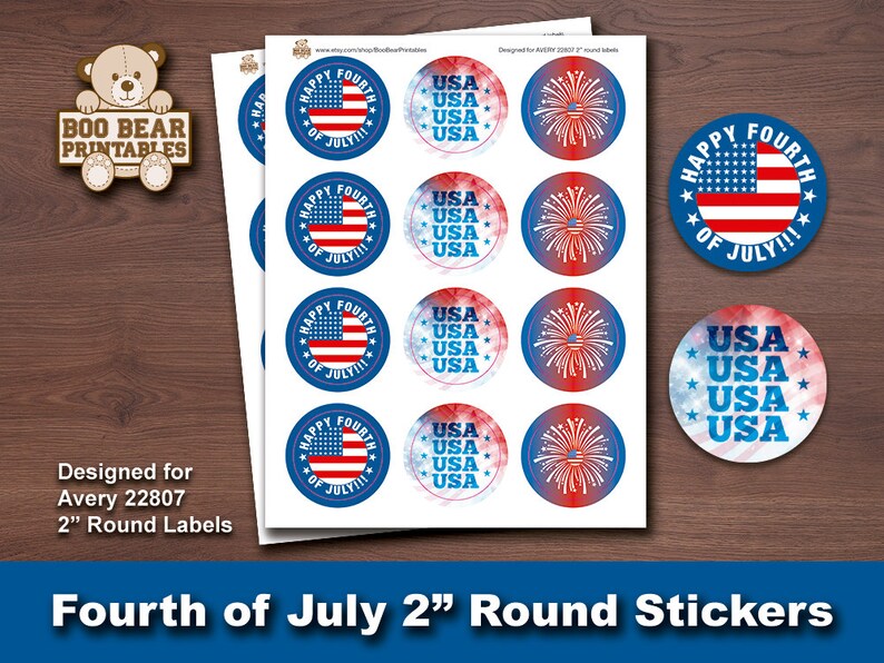 July 4th Labels, Fourth of July, Stickers, Independence Day, Printable ...