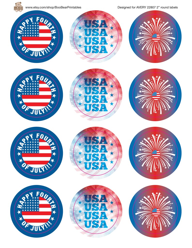 July 4th Labels, Fourth of July, Stickers, Independence Day, Printable ...