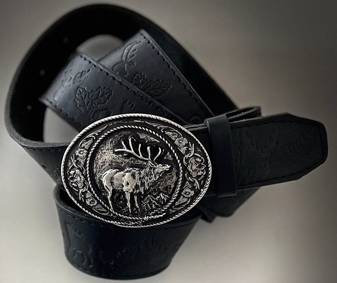 Traditional Belt Real Leather Deer Motif Belt Leather Belt Deer Belt - Etsy