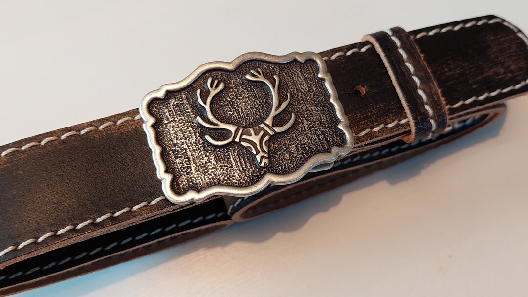 Traditional Belt - Genuine Leather - Deer Motif - Etsy