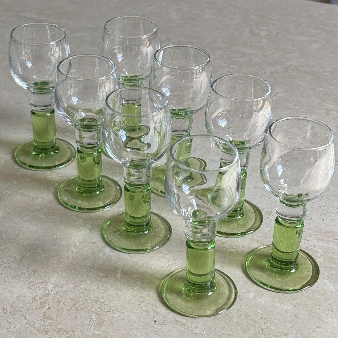 8 X Vintage Bormioli Rocco Green Glasses - Etsy