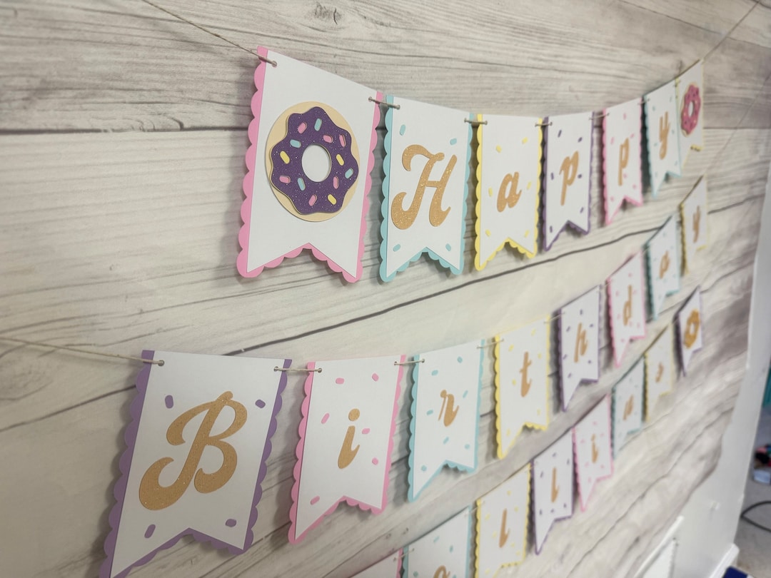Donut Banner / Donut Happy Birthday Banner /donut Birthday / Donut ...