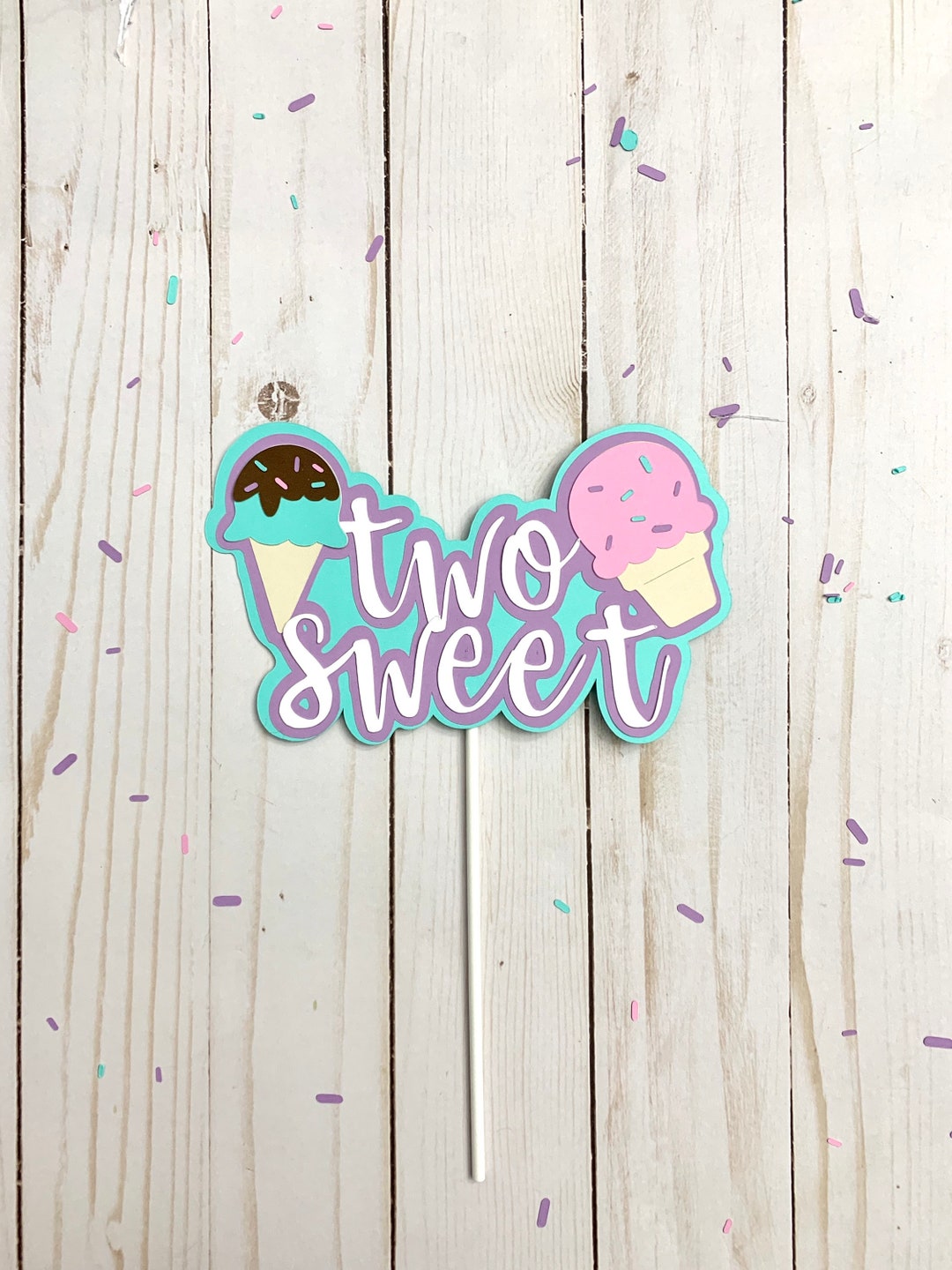 Topper de pastel de helado / dos topper de pastel dulce / - Etsy España