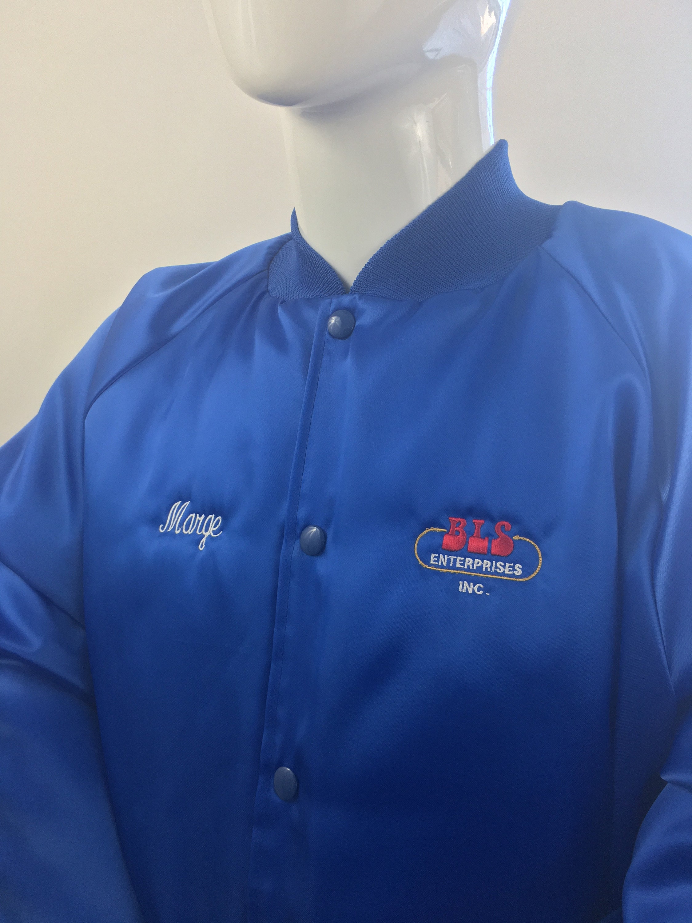 80's Blue Satin JacketSatin Bomber JacketSatin Baseball | Etsy