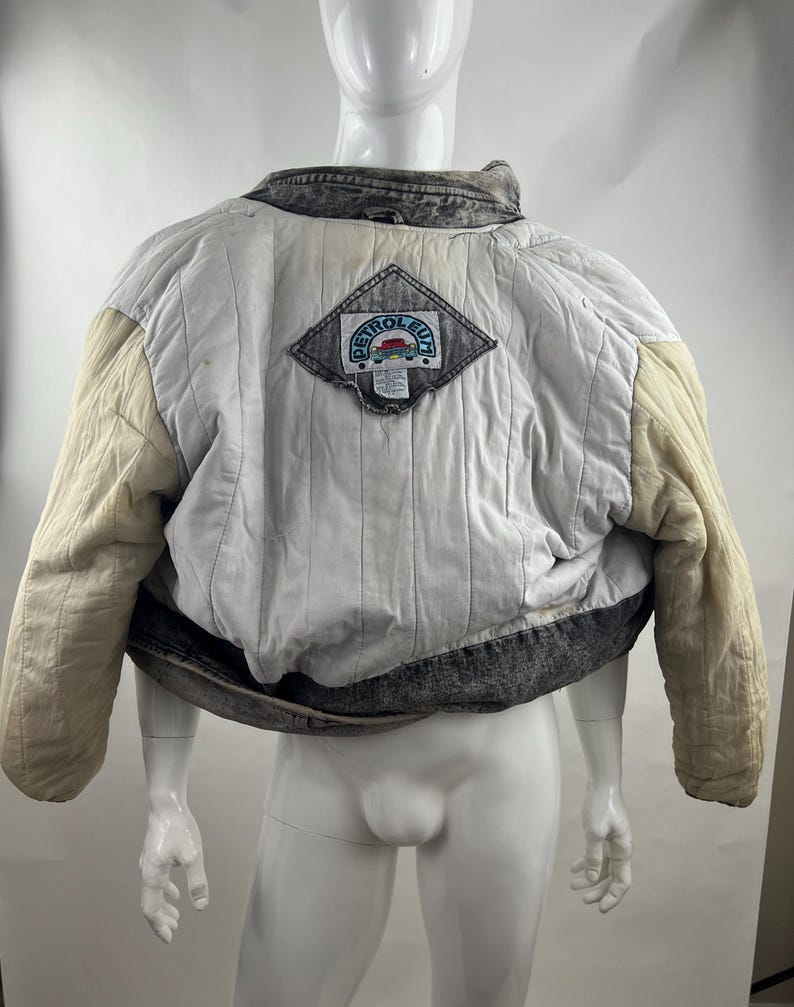 1980s Petroleum Black Acidwash Jean Jacket W High Collar|grunge Jean ...
