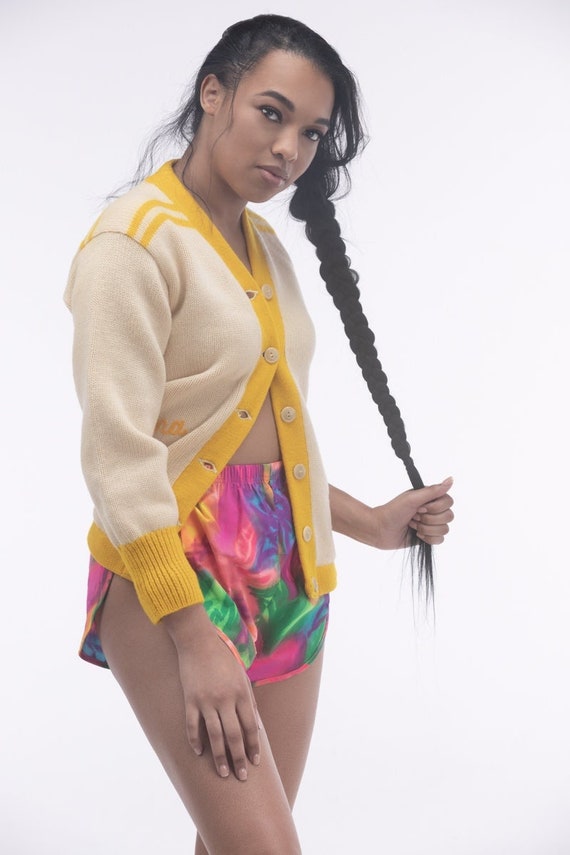 80s Body Wrappers Pink Psychedellic Shorts|Pink Tie D… - Gem