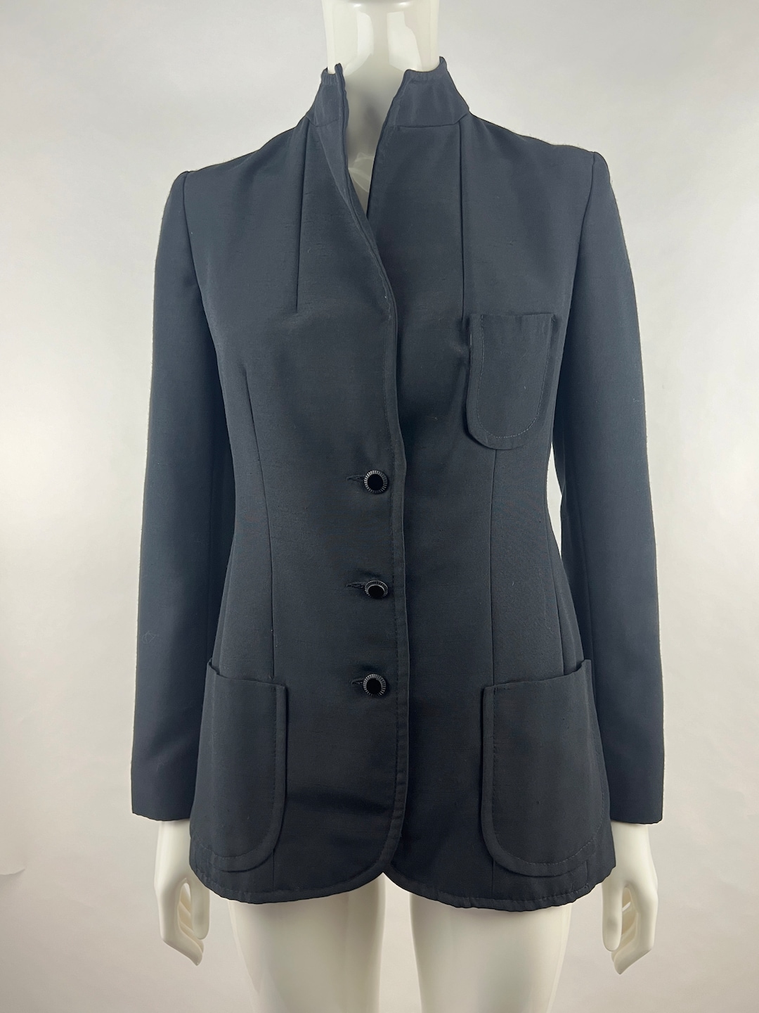 Picato Black Blazer|high Collarjacket|minimalist Blazer|classic Black ...