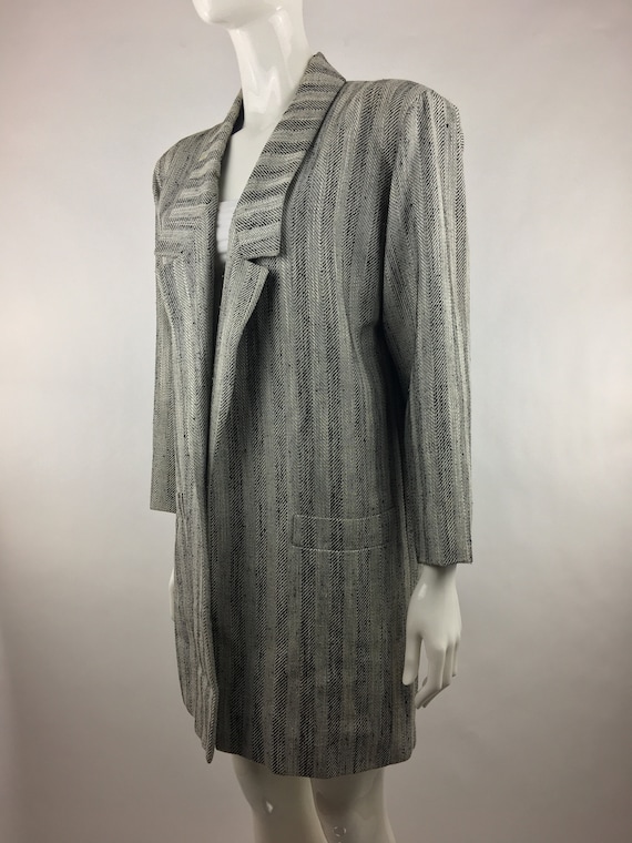 1980's Jaeger Black & White Striped Oversized Blazer|… - Gem