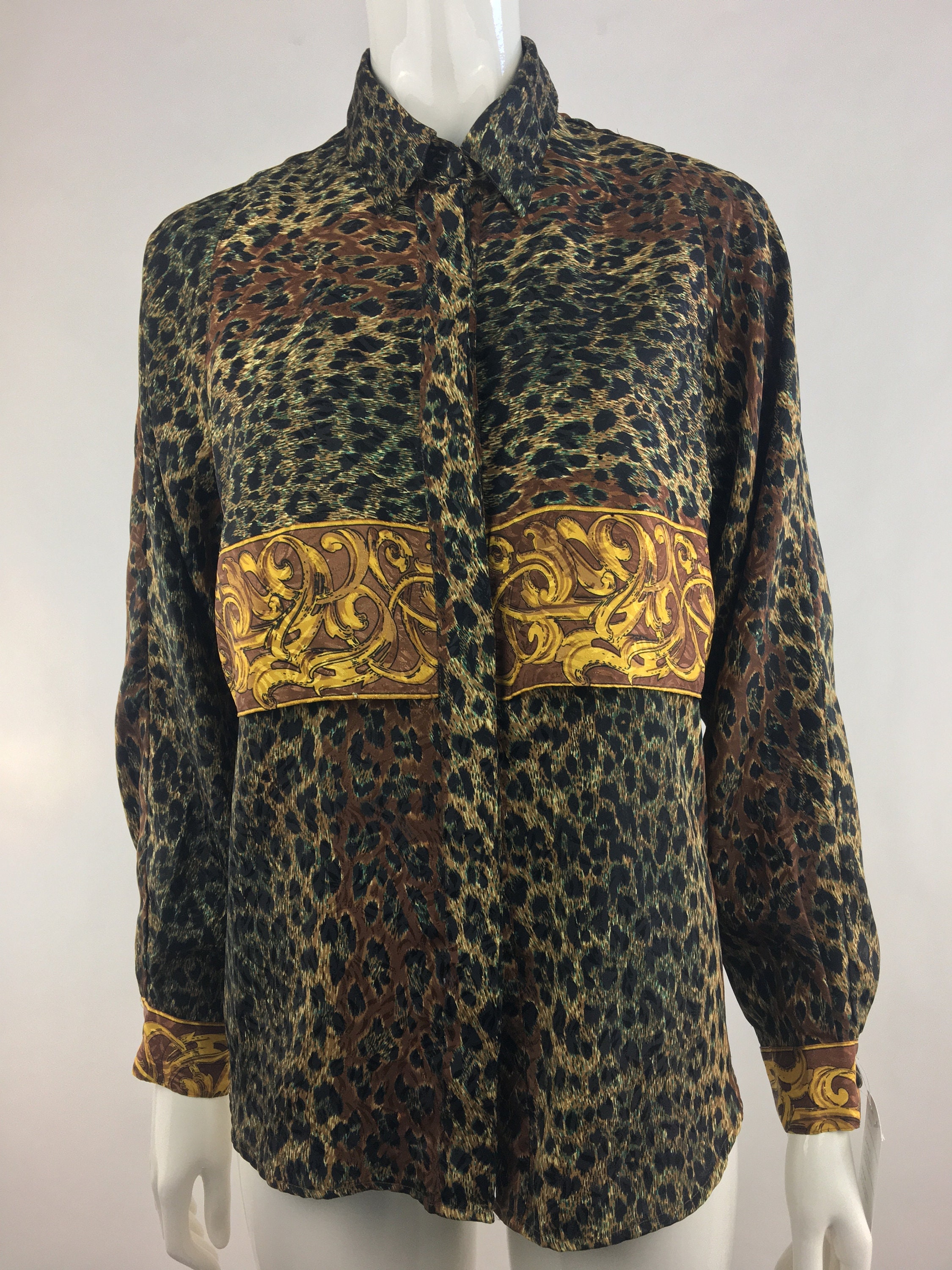 90's SLB by Sunny Leigh Black & Gold Baroque Mixed Print | Etsy