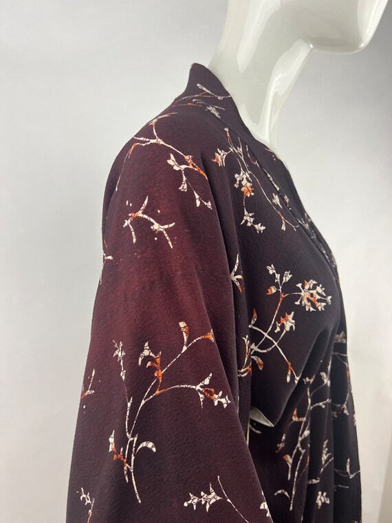 1970s Dark Purple Haori Kimono|Plum Noragi Work Duste… - Gem