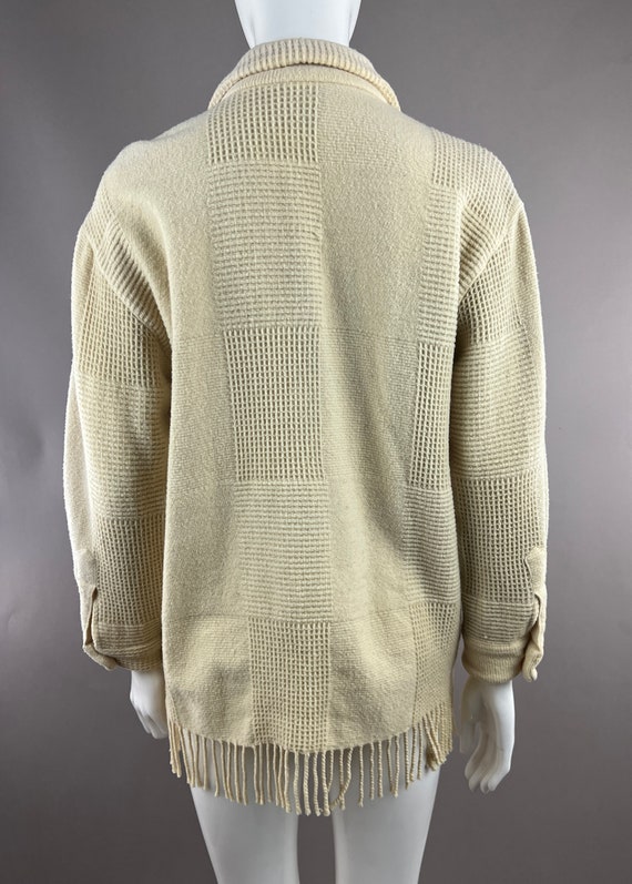 1980's Sinclair Ivory Fringed Shirt Jacket |Glam Cowg… - Gem