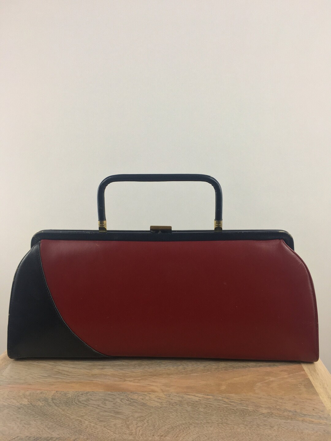 1960's Blue & Red Color Blocked Purse|vintage Frame Purse|vintage Hand ...