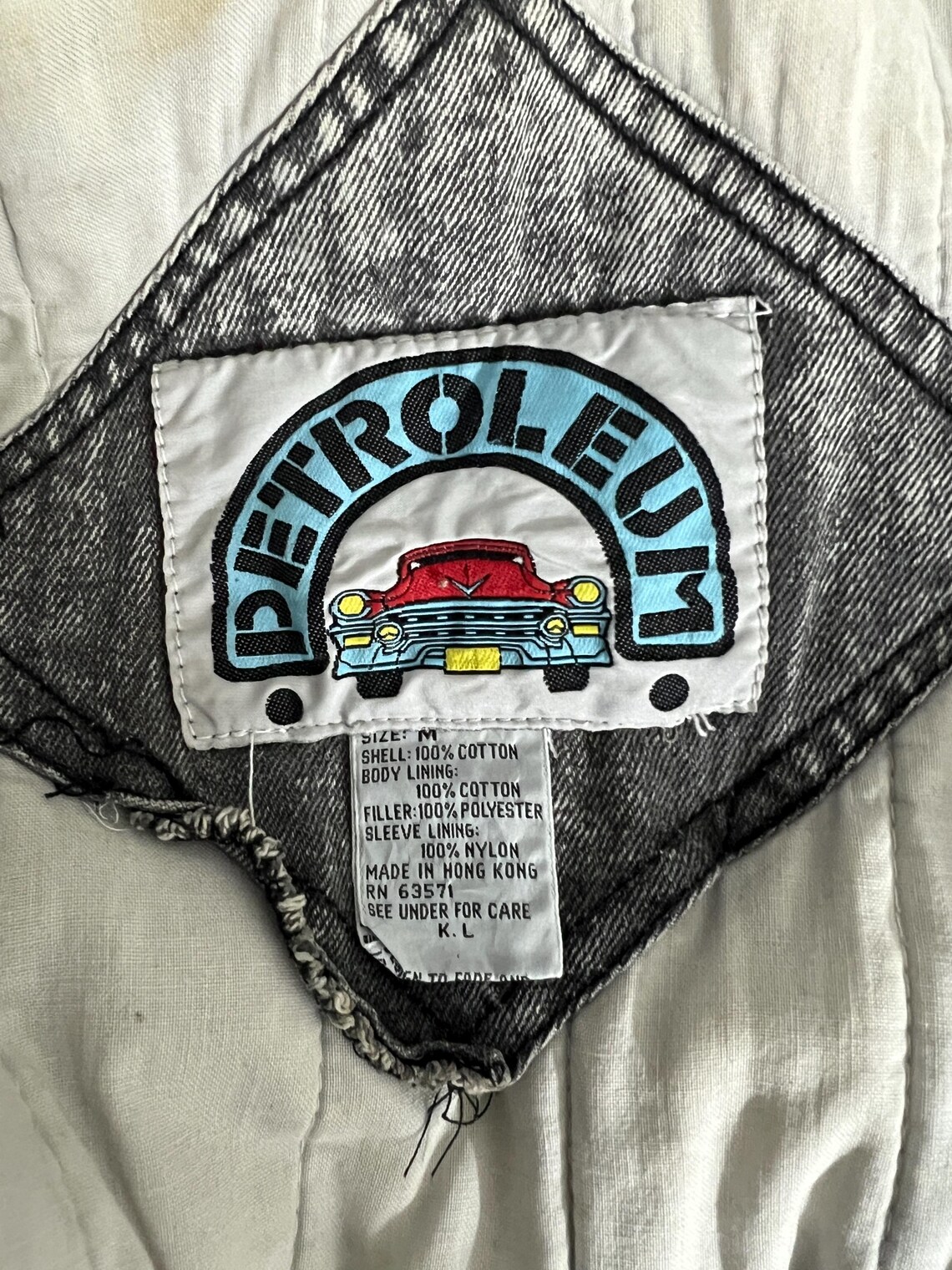 1980s Petroleum Black Acidwash Jean Jacket W High Collar|grunge Jean ...