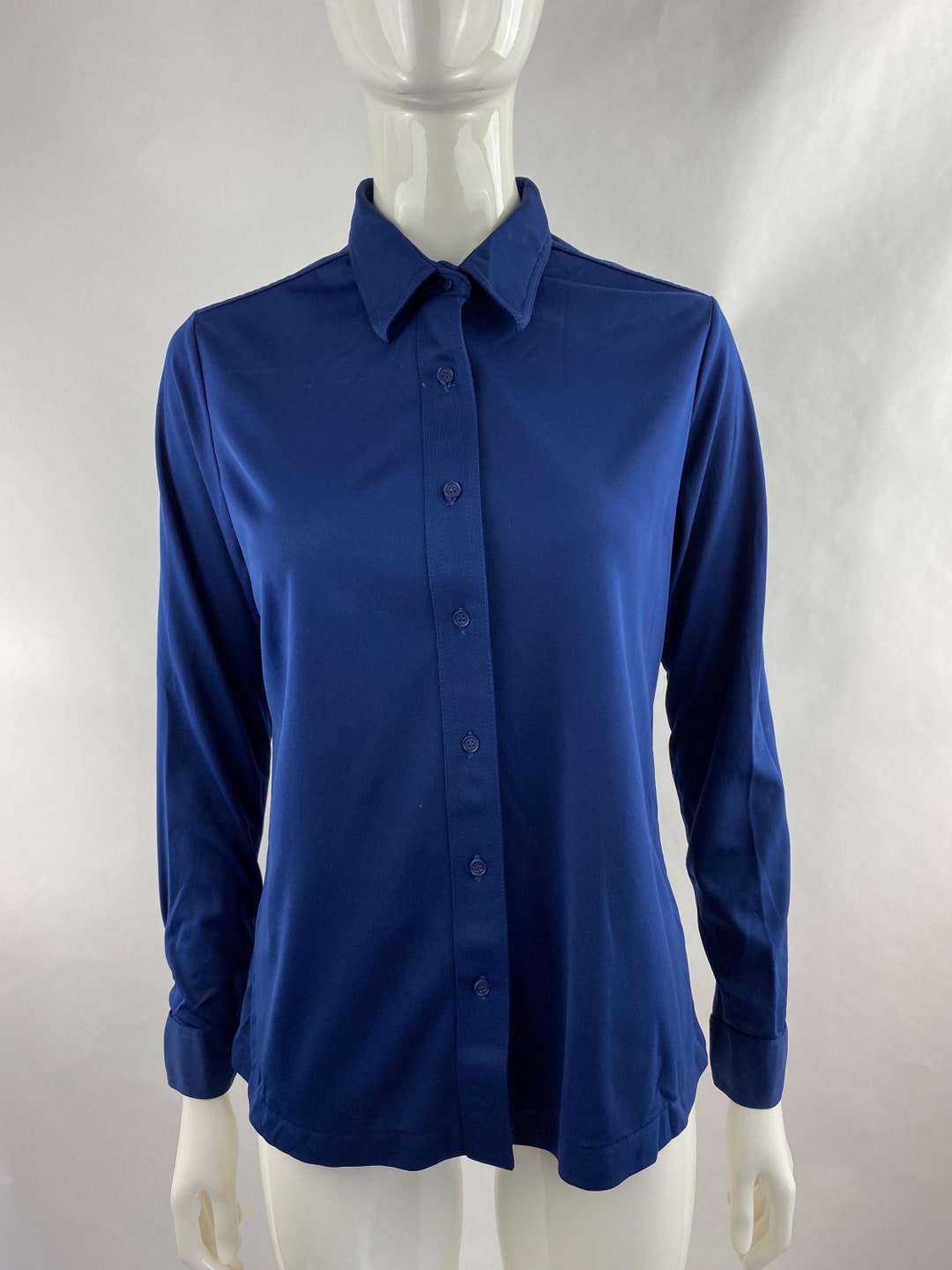 70s Sears Dark Blue Work Office Blouse|navy Blue Entertaining Hostess ...