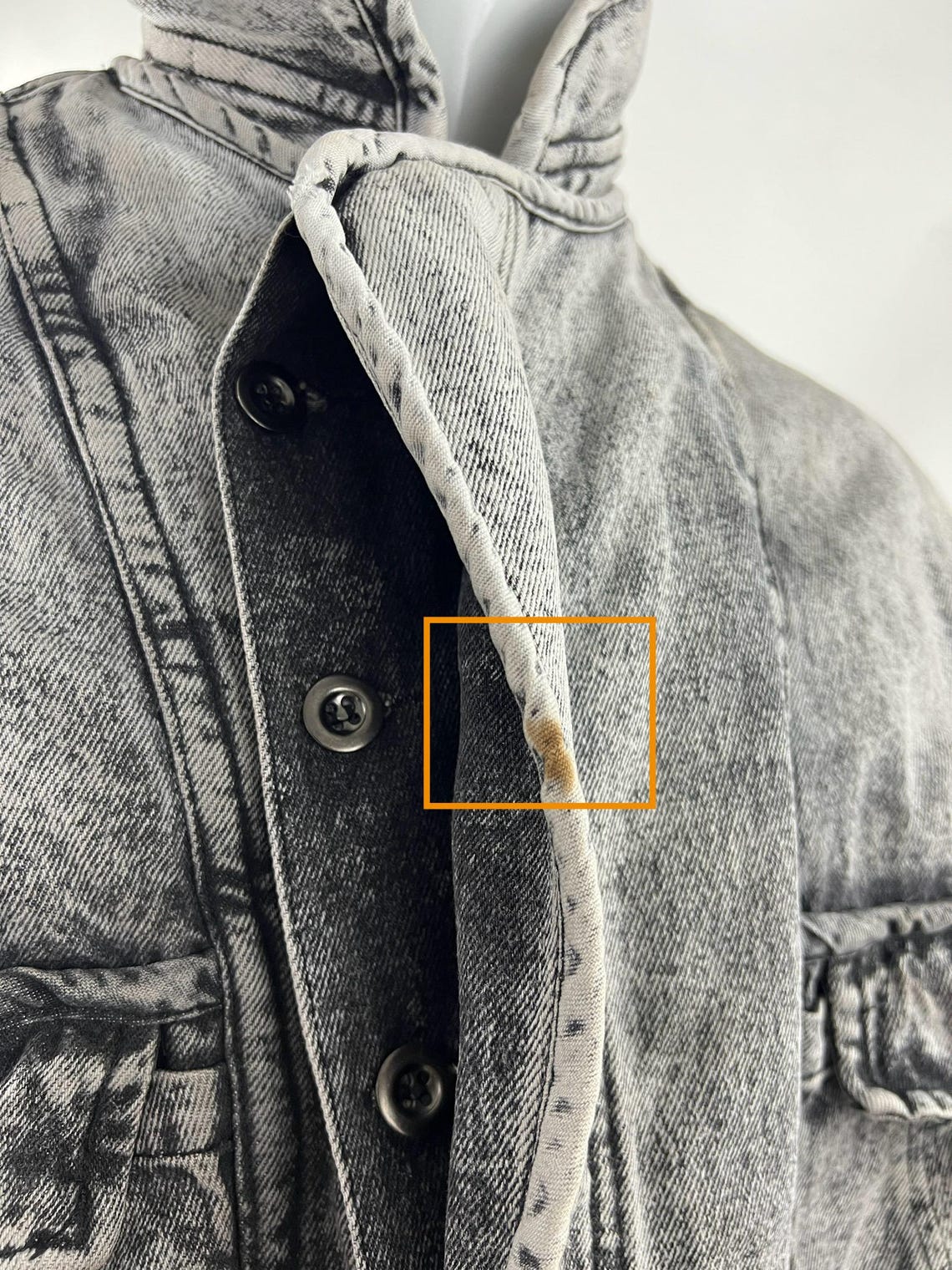 1980s Petroleum Black Acidwash Jean Jacket W High Collar|grunge Jean ...
