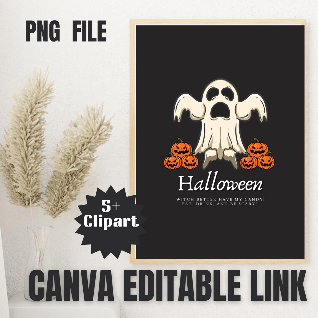 Ghost Clipart for Halloween, Spooky Witch Pumpkin Watercolor, Cute ...