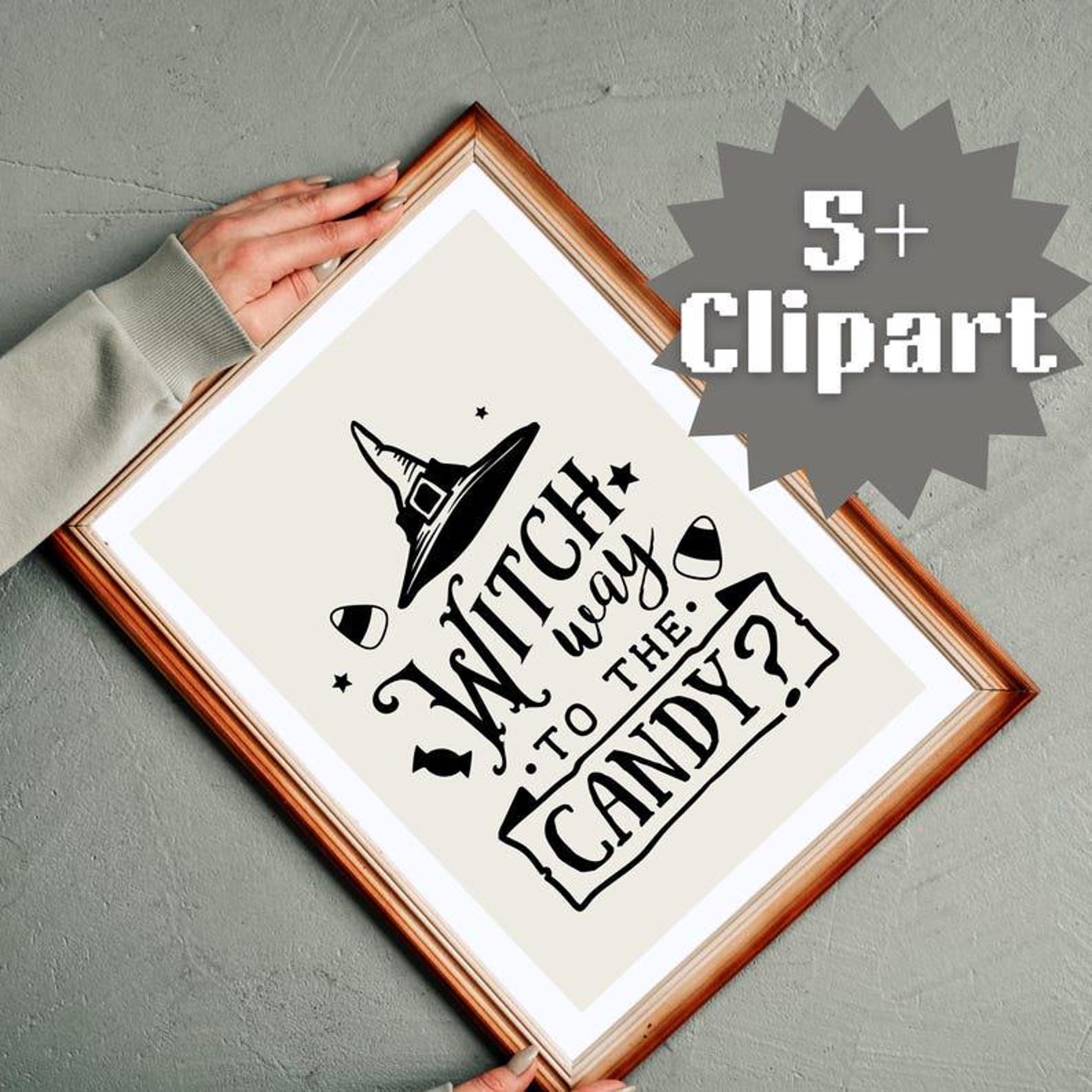 Skeleton Clipart, Witch Ghost Pumpkin House Clipart Set, Cute Spooky ...