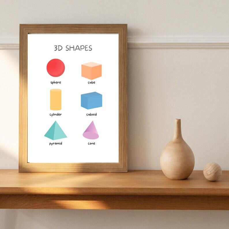 3D Math Shapes Poster: Colorful Geometric Wall Art (digital Download ...