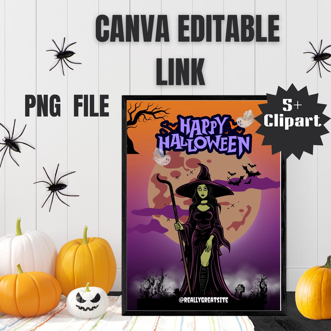 Witch and Ghost Clipart Collection, Cute Halloween Graphics, Spooky ...