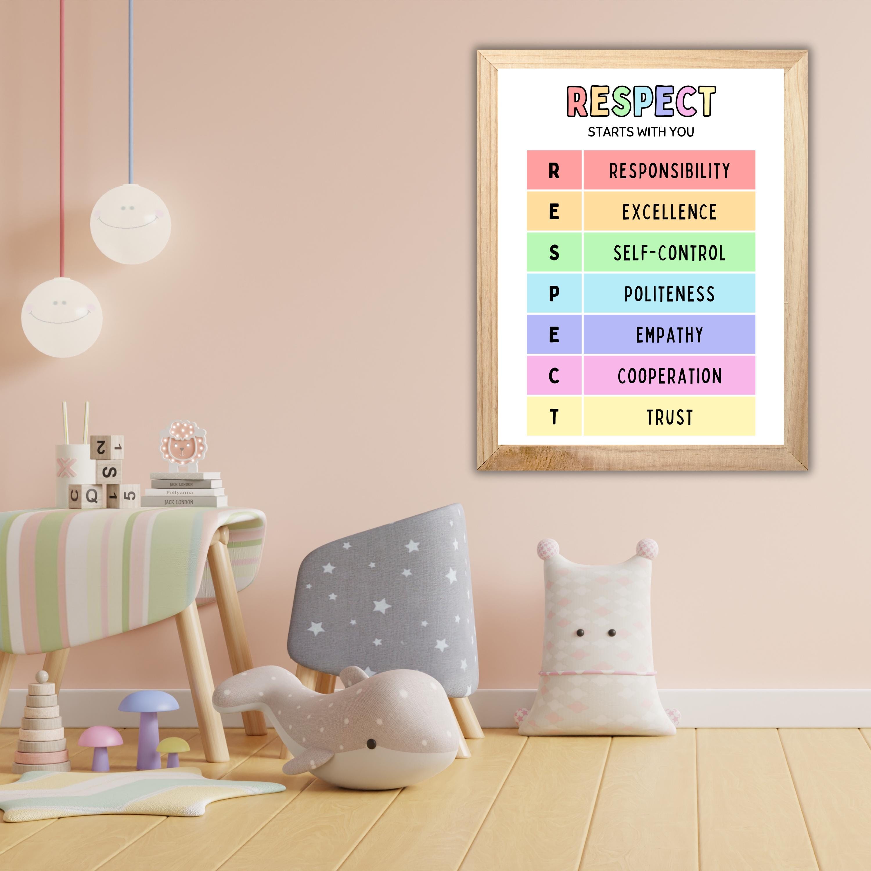 Respect Classroom Poster Colorful: Pastel Style, Promotes Positive ...
