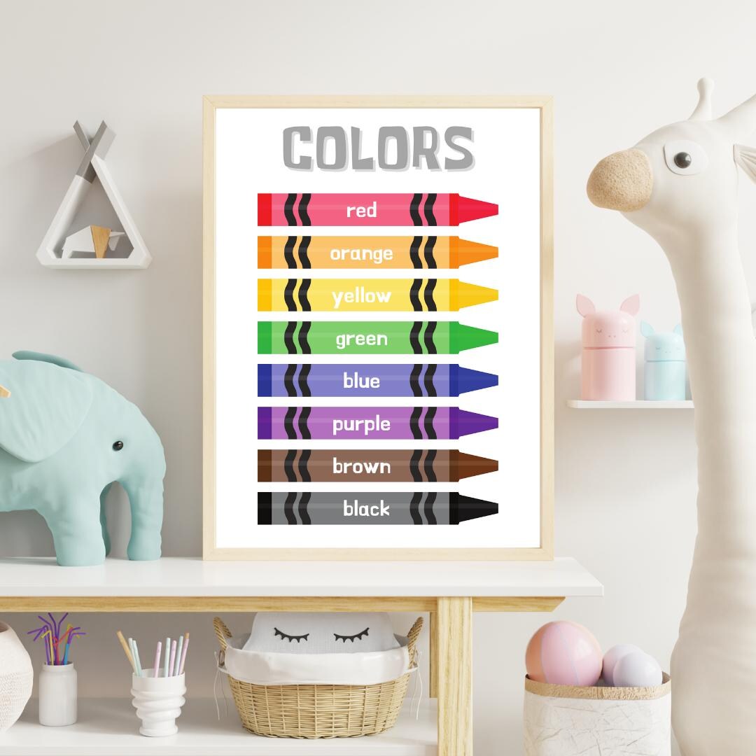 Colorful Name of Colors Poster for Kids, Classroom Educational Art ...